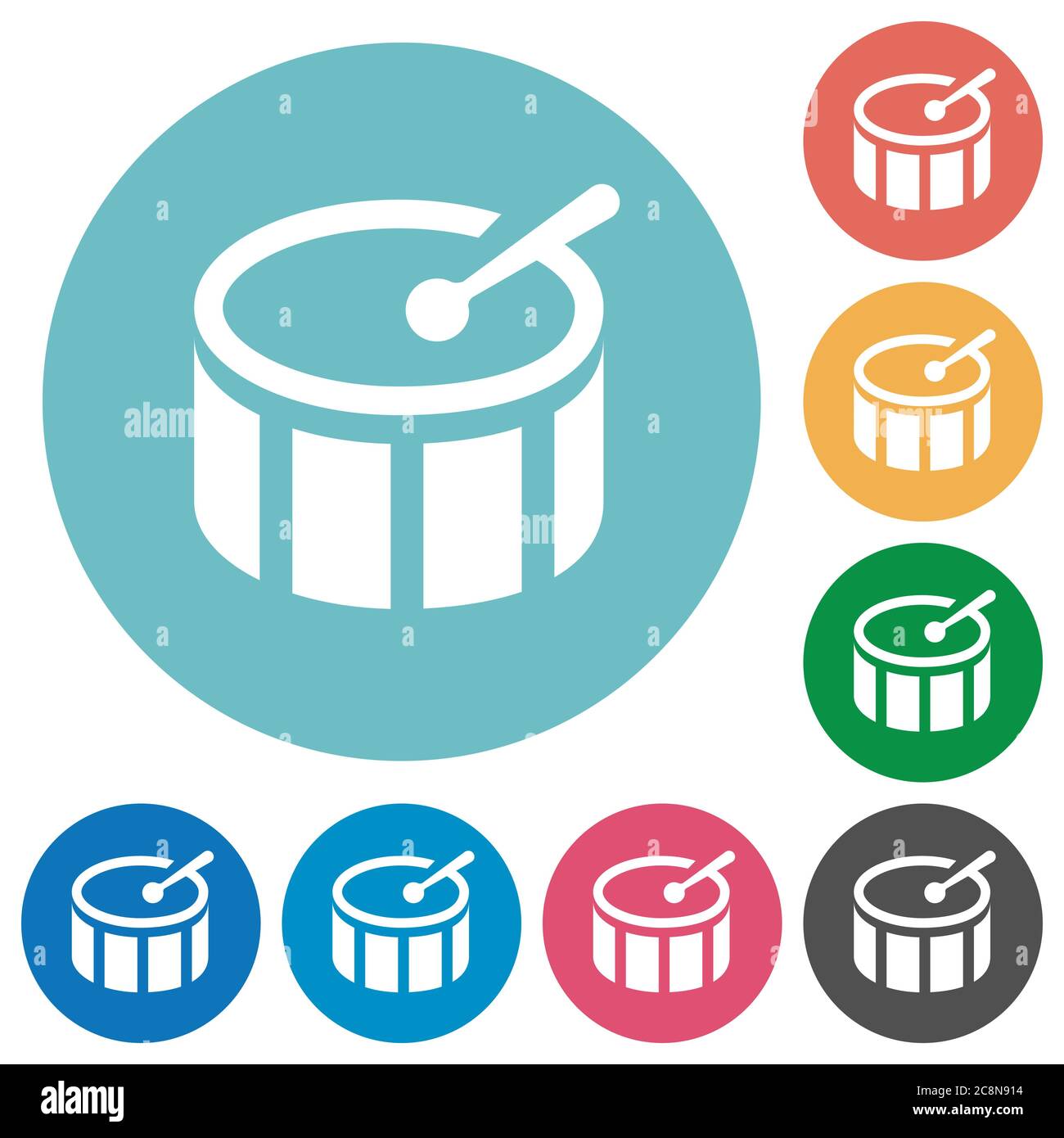 Flat drum icon set on round color background Stock Vector Image & Art ...