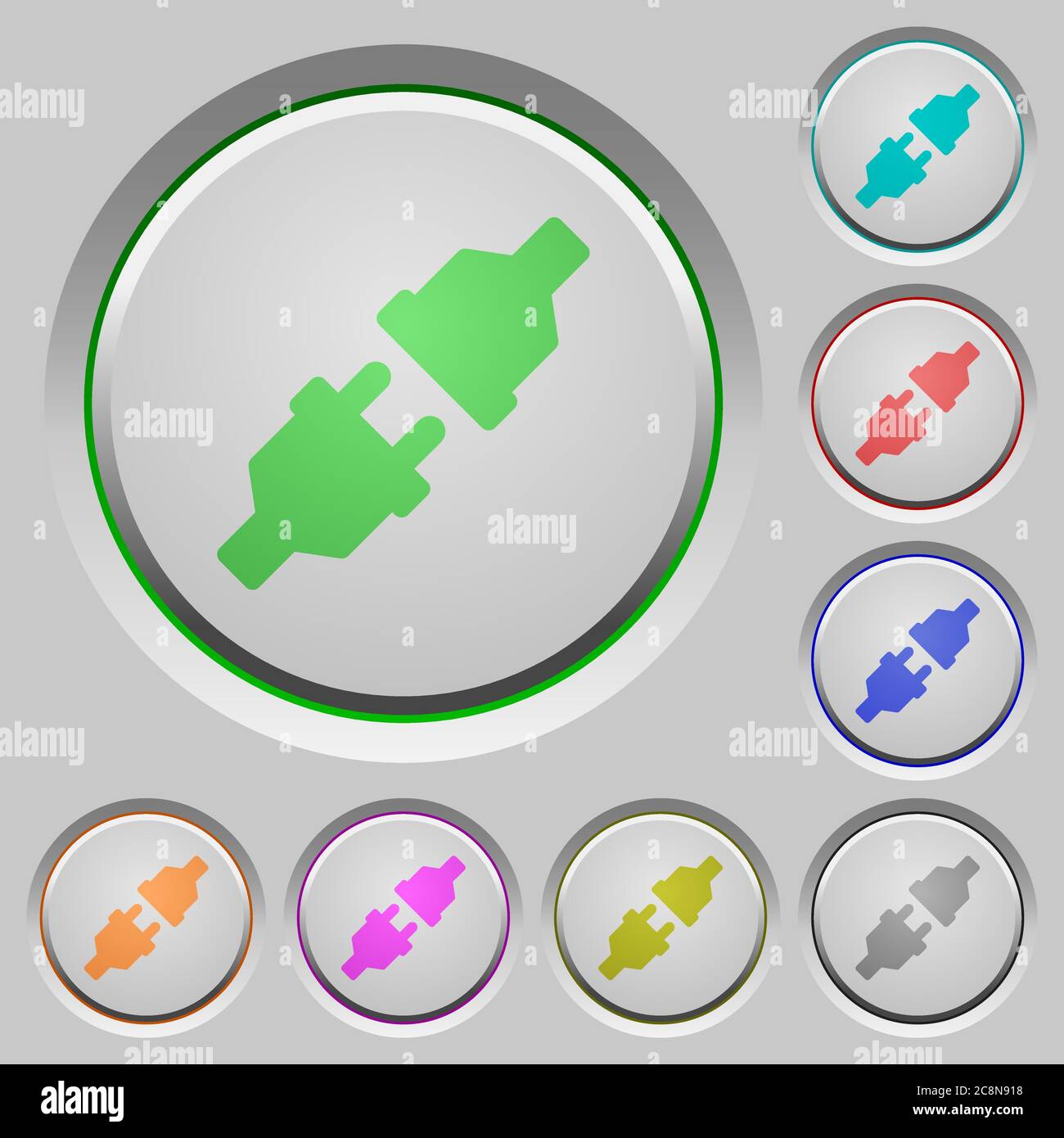 Set of color Power connectors sunk push buttons Stock Vector Image & Art - Alamy