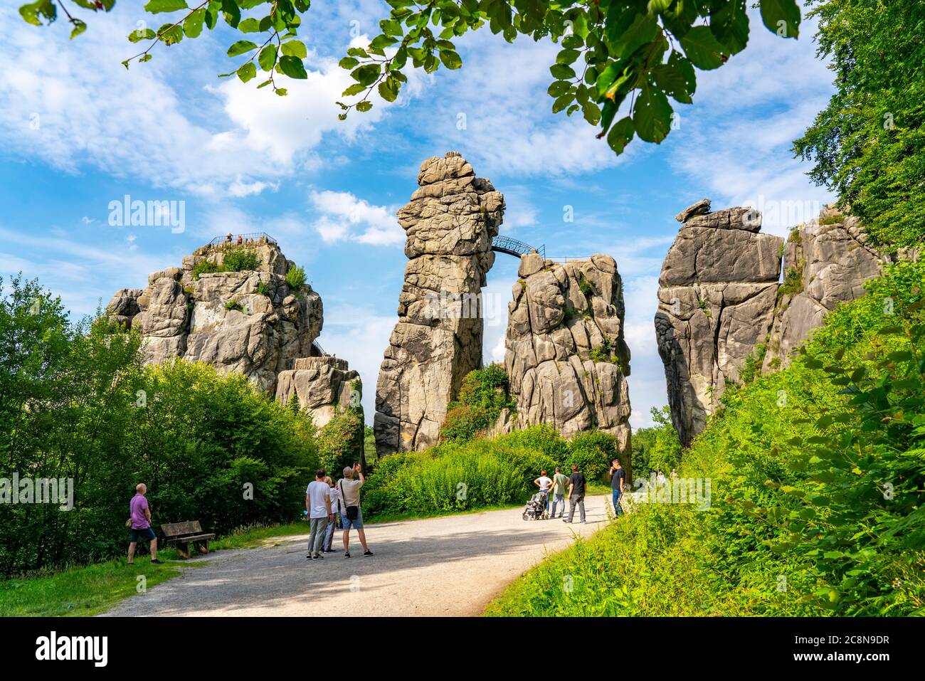 The Externsteine, a sandstone rock formation, in the Teutoburg Forest ...