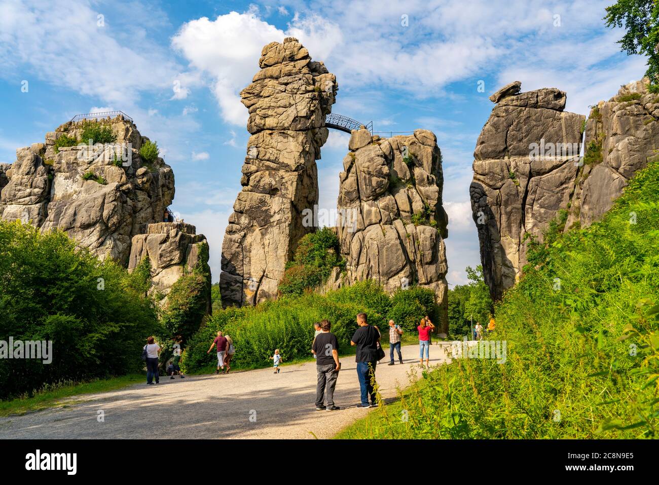 The Externsteine, a sandstone rock formation, in the Teutoburg Forest ...