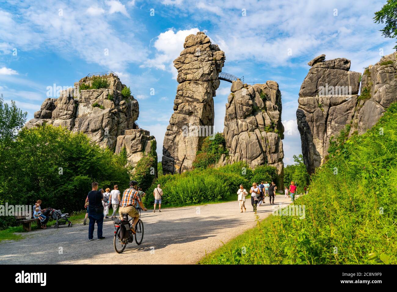 The Externsteine, a sandstone rock formation, in the Teutoburg Forest ...