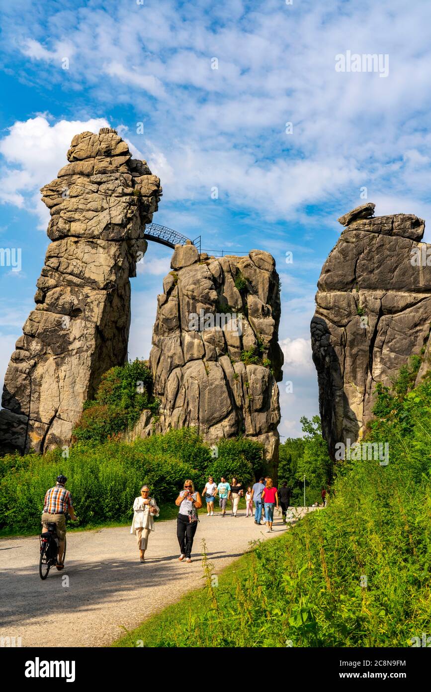 The Externsteine, a sandstone rock formation, in the Teutoburg Forest ...
