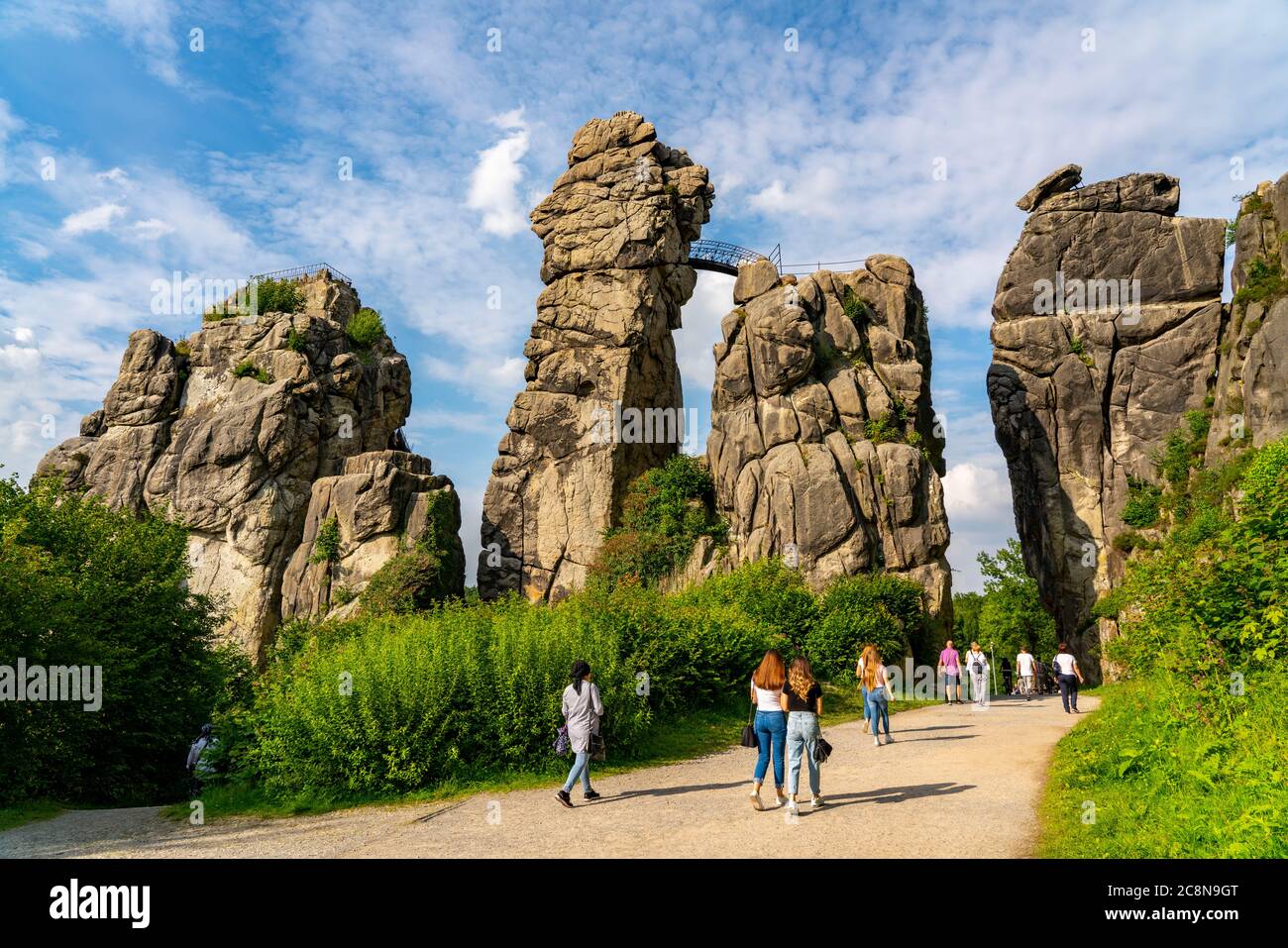 The Externsteine, a sandstone rock formation, in the Teutoburg Forest ...