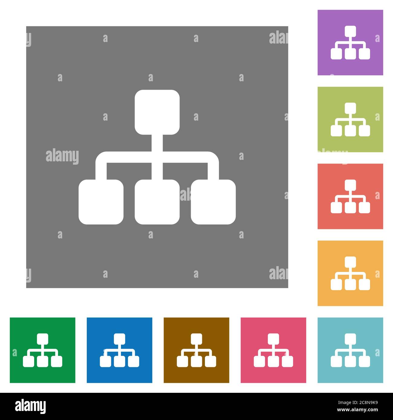 Network flat icon set on color square background Stock Vector Image ...
