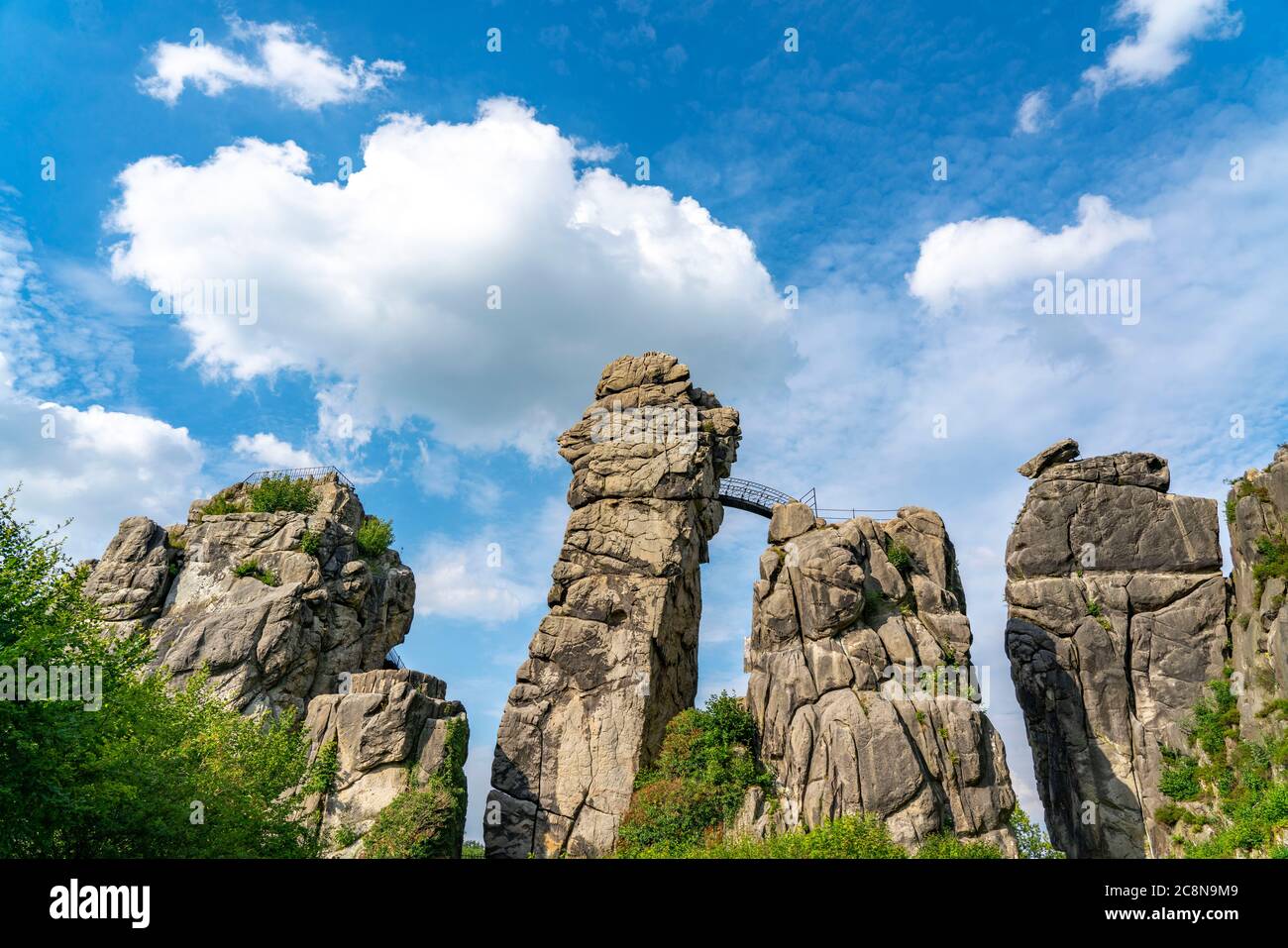 The Externsteine, a sandstone rock formation, in the Teutoburg Forest ...