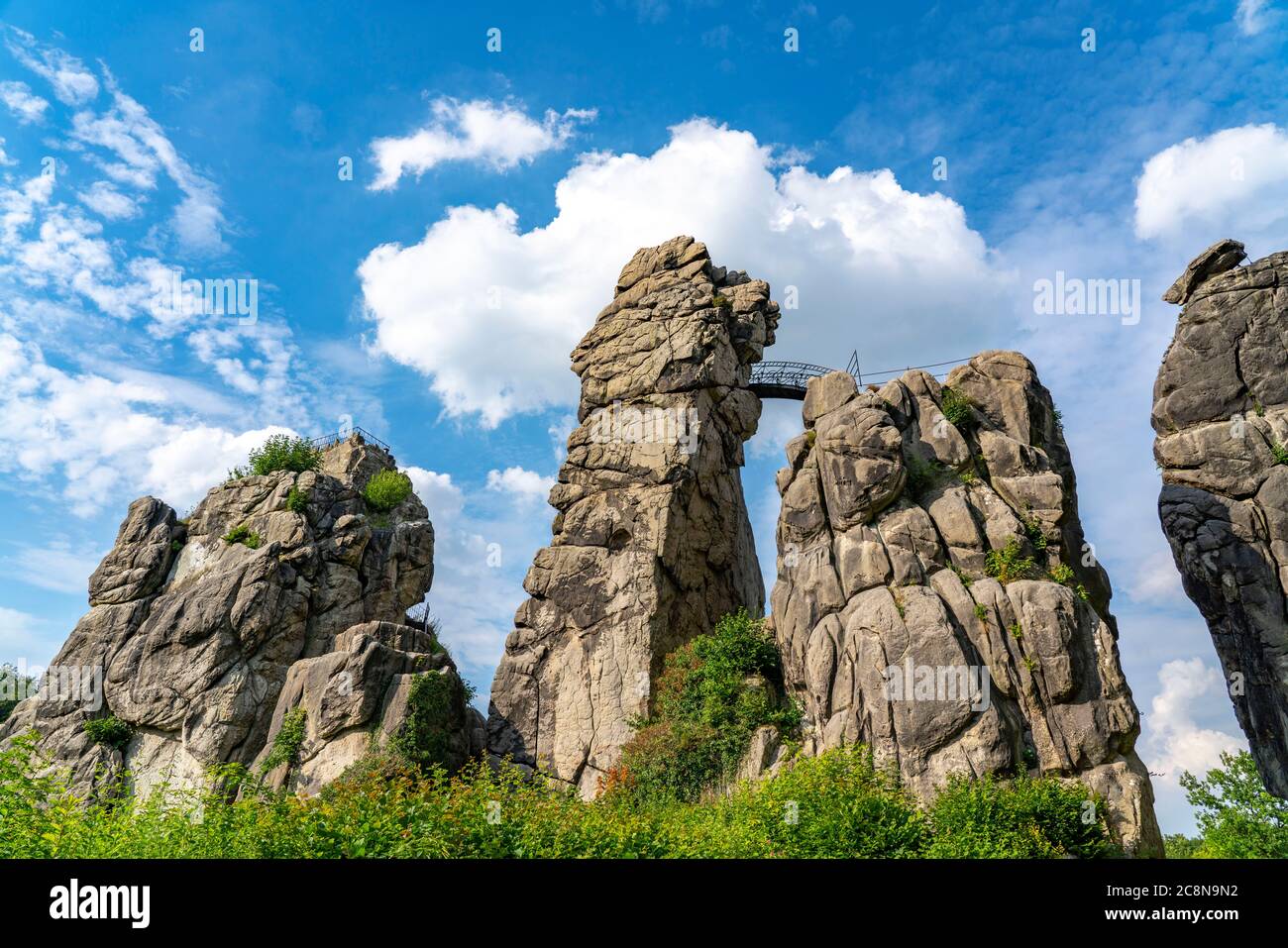 The Externsteine, a sandstone rock formation, in the Teutoburg Forest ...