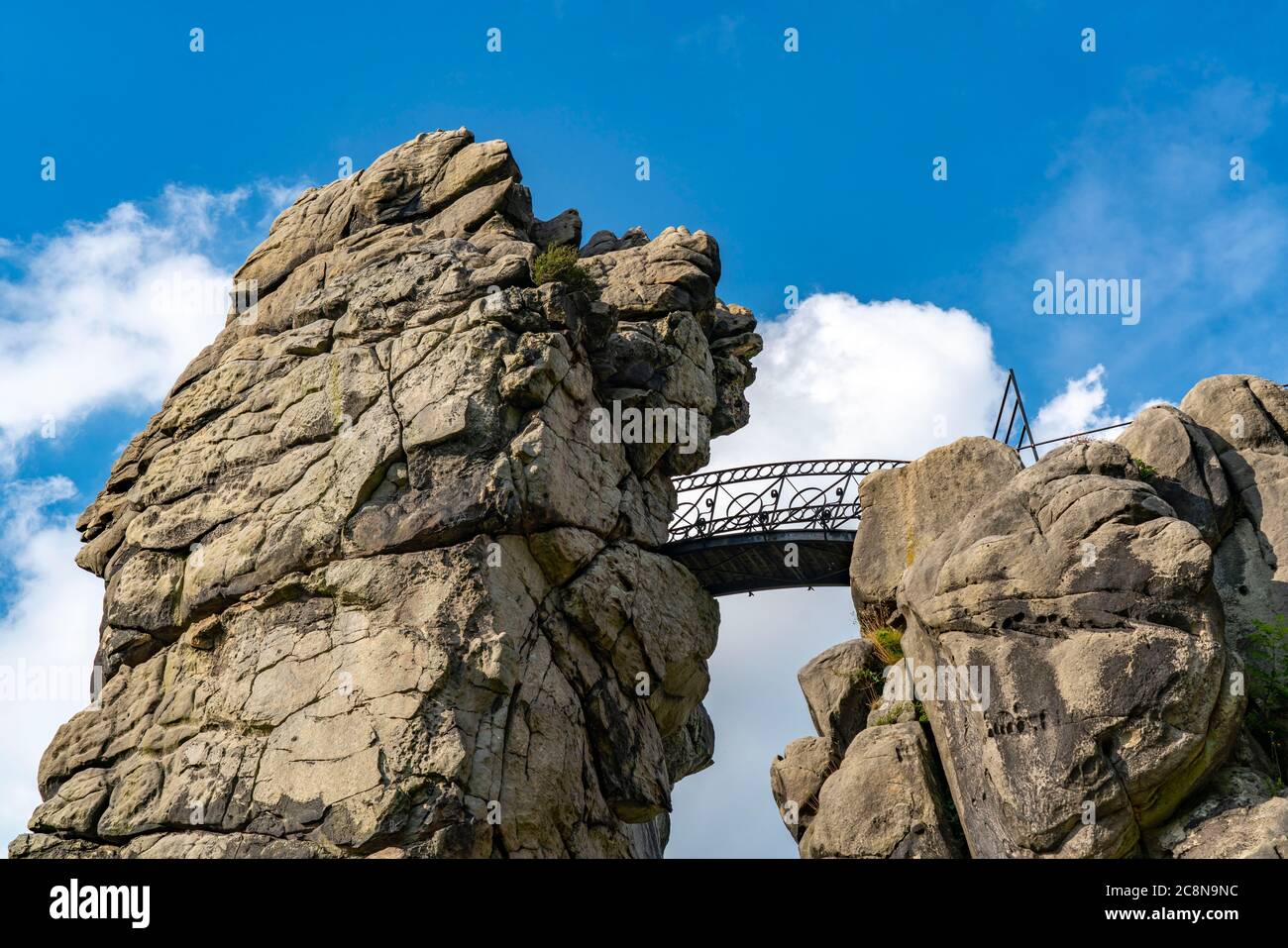 The Externsteine, a sandstone rock formation, in the Teutoburg Forest ...