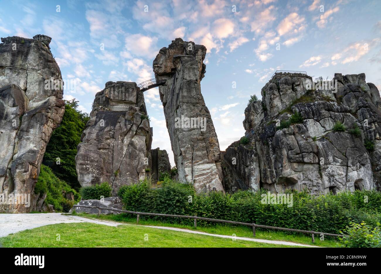 The Externsteine, a sandstone rock formation, in the Teutoburg Forest ...