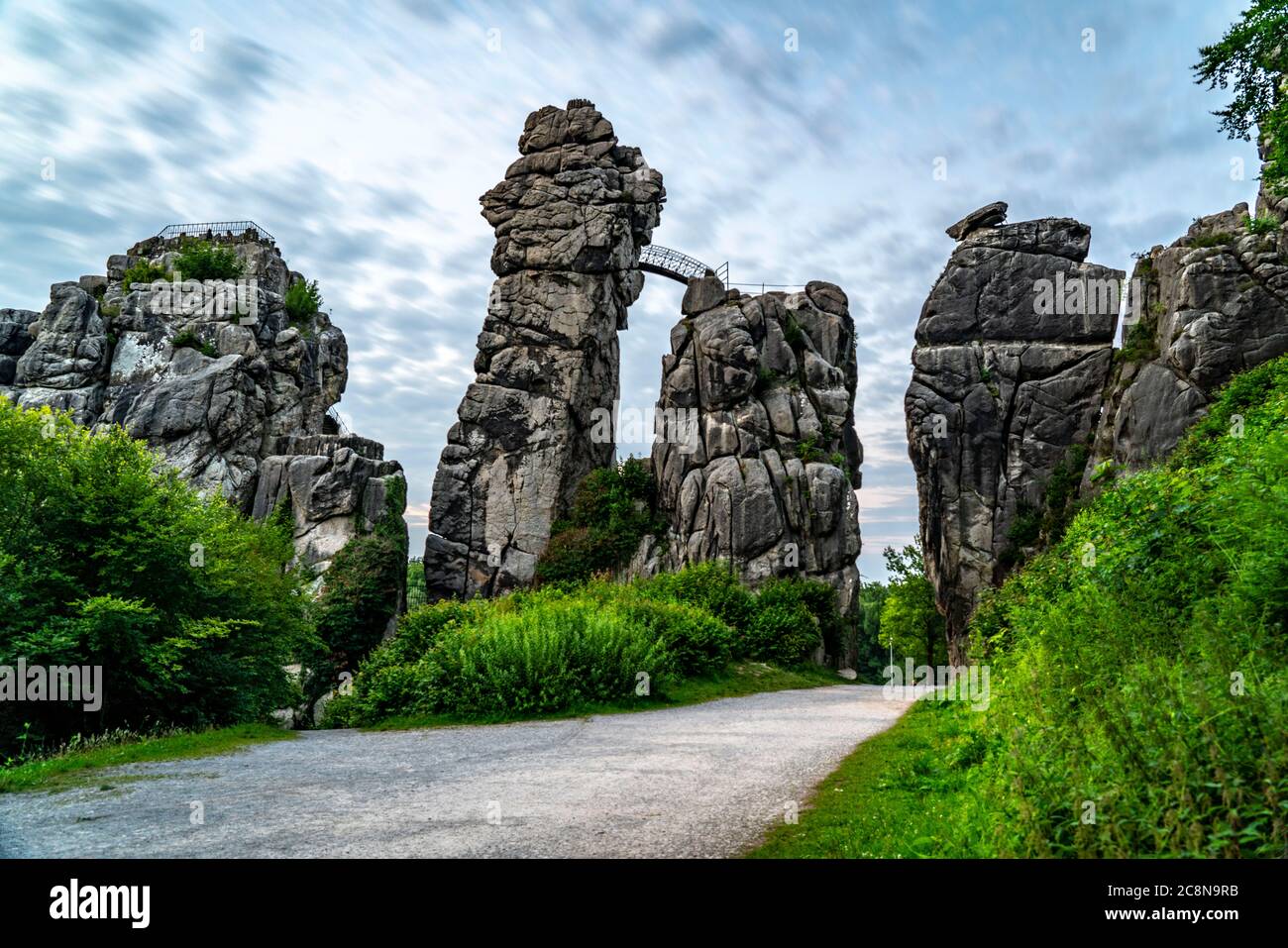 The Externsteine, a sandstone rock formation, in the Teutoburg Forest ...