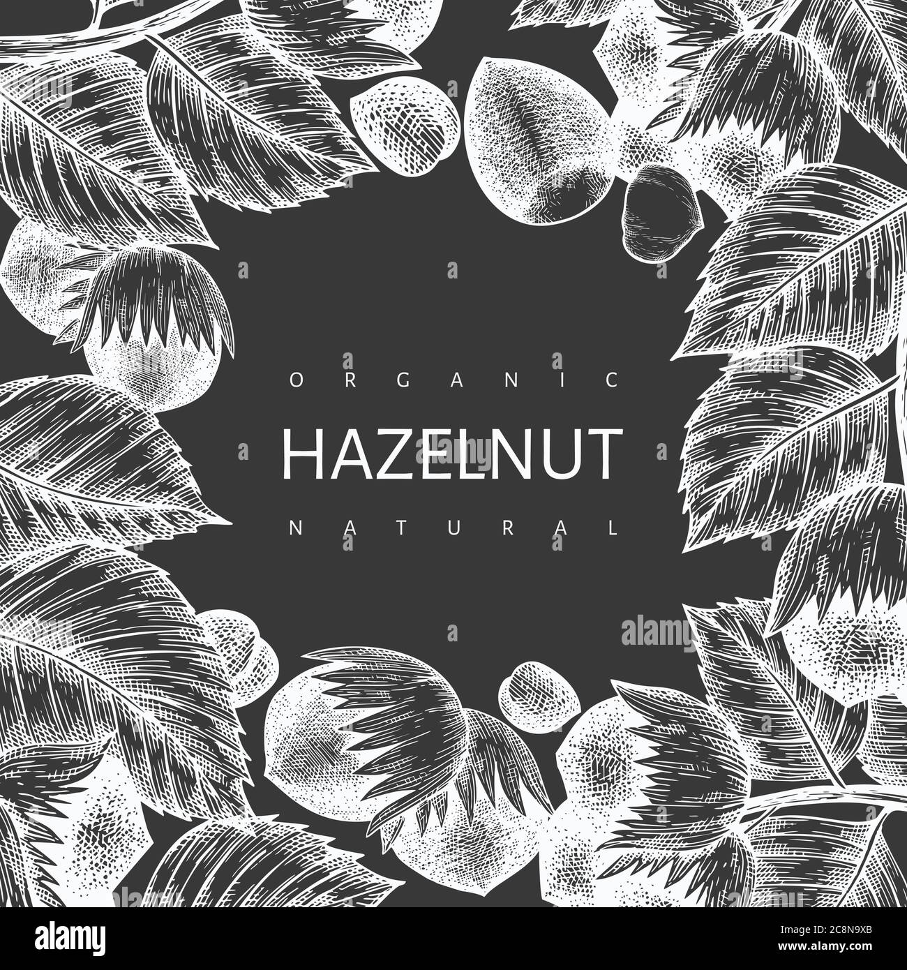 Hand drawn sketch hazelnut design template. Organic food vector ...
