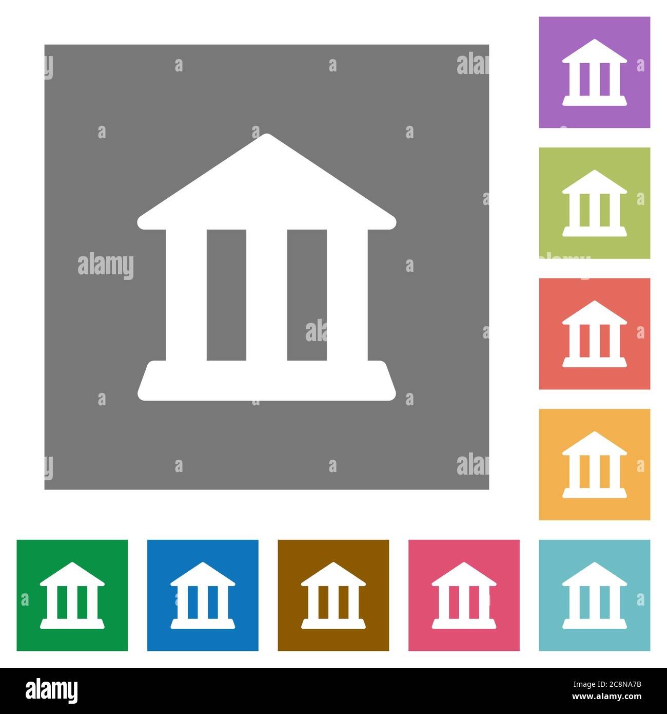 Bank flat icon set on color square background Stock Vector Image & Art ...