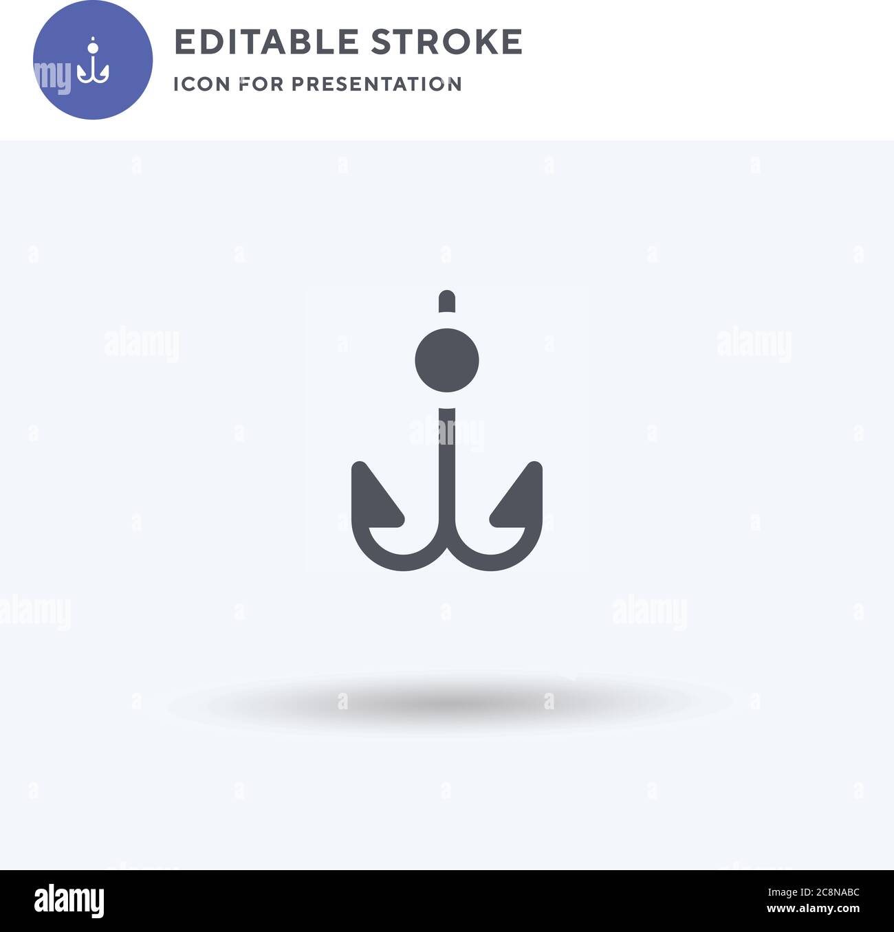 Fish Hook icon vector, filled flat sign, solid pictogram isolated on ...