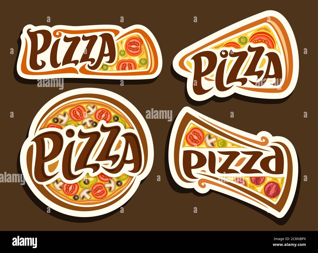 Slice pepperoni pizza cut out Stock Vector Images - Alamy