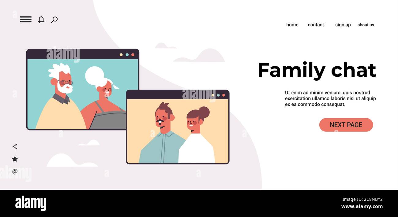 couple having virtual meeting with grandparents during video call ...