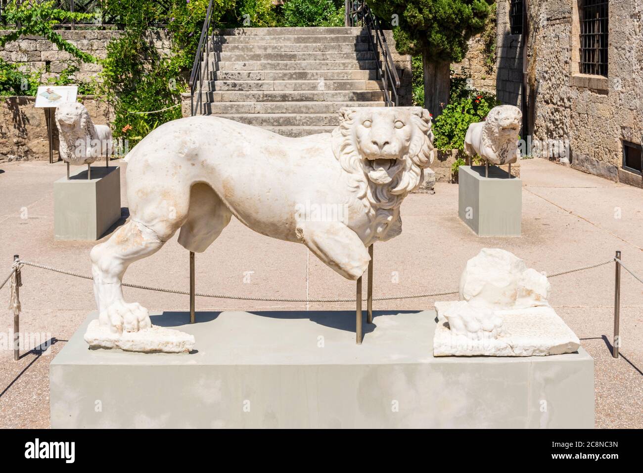 Detail of a lion sculpture at the Archaeological Museum of Rhodes ...