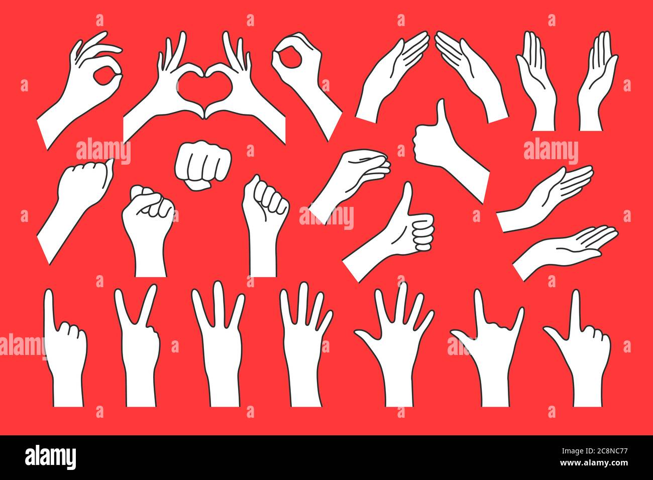 big collection cartoon hand shape like gesture Stock Vector Image & Art ...