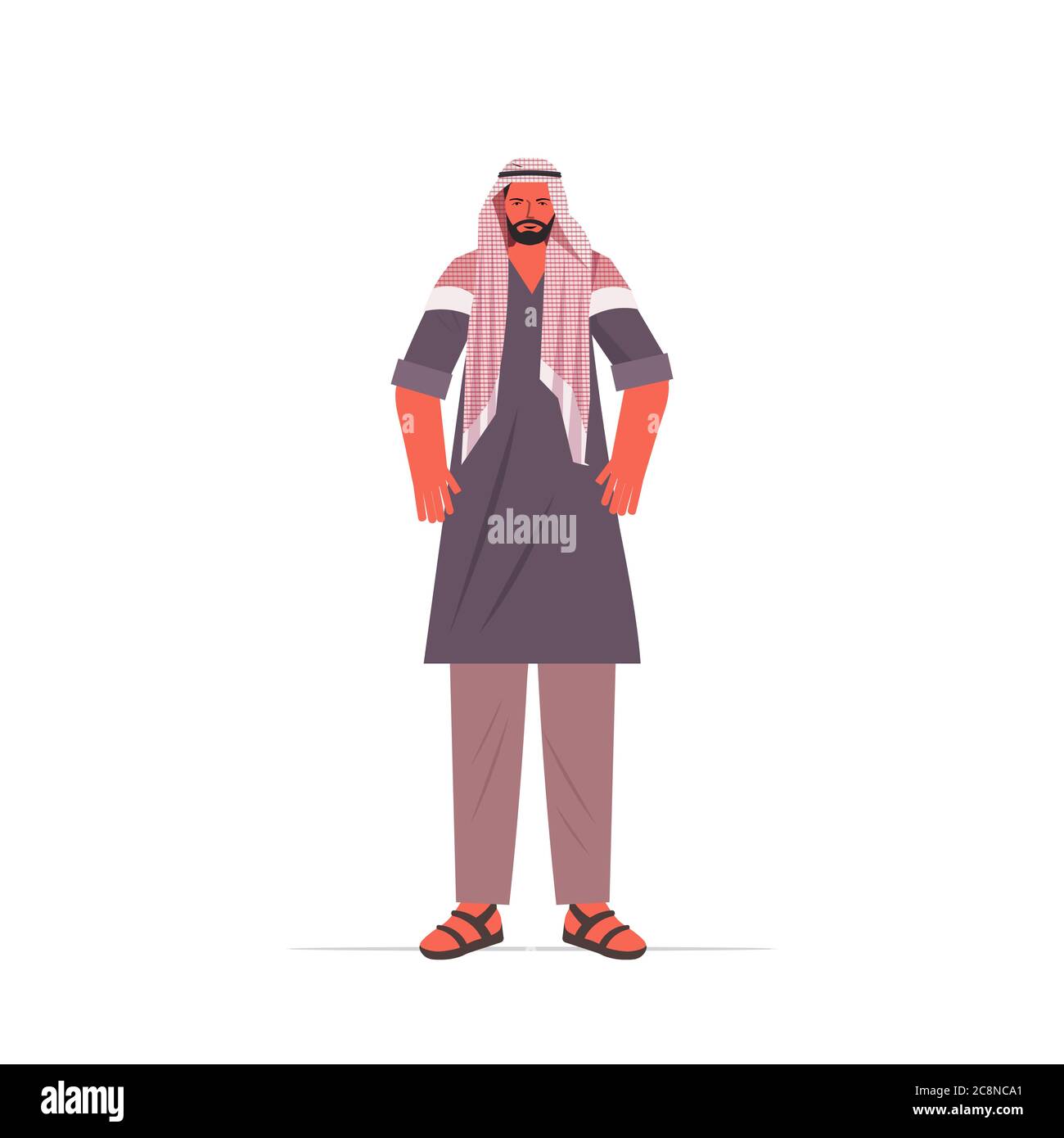 arabic man in traditional clothes arab male cartoon character standing ...
