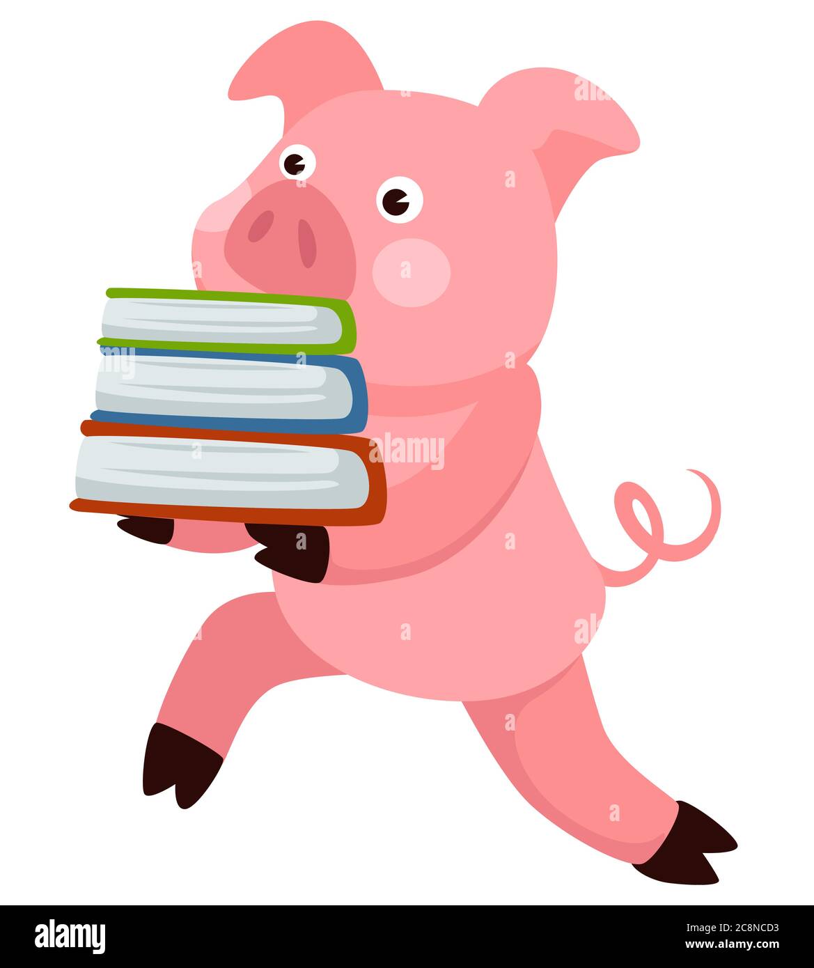 Small pig animal carrying book, school character vector Stock Vector ...