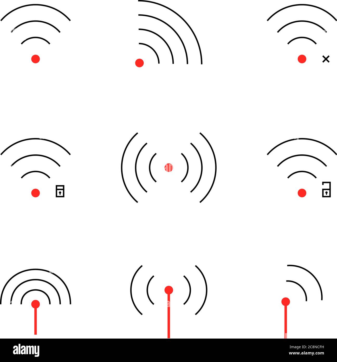 set of thin line wifi signal icon Stock Vector Image & Art - Alamy