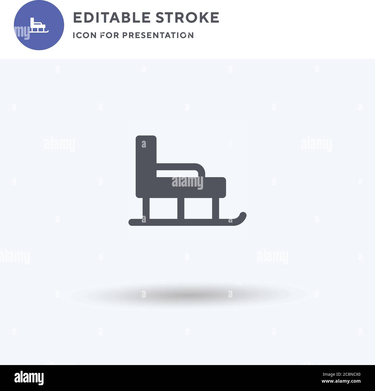 Sledge icon vector, filled flat sign, solid pictogram isolated on white ...