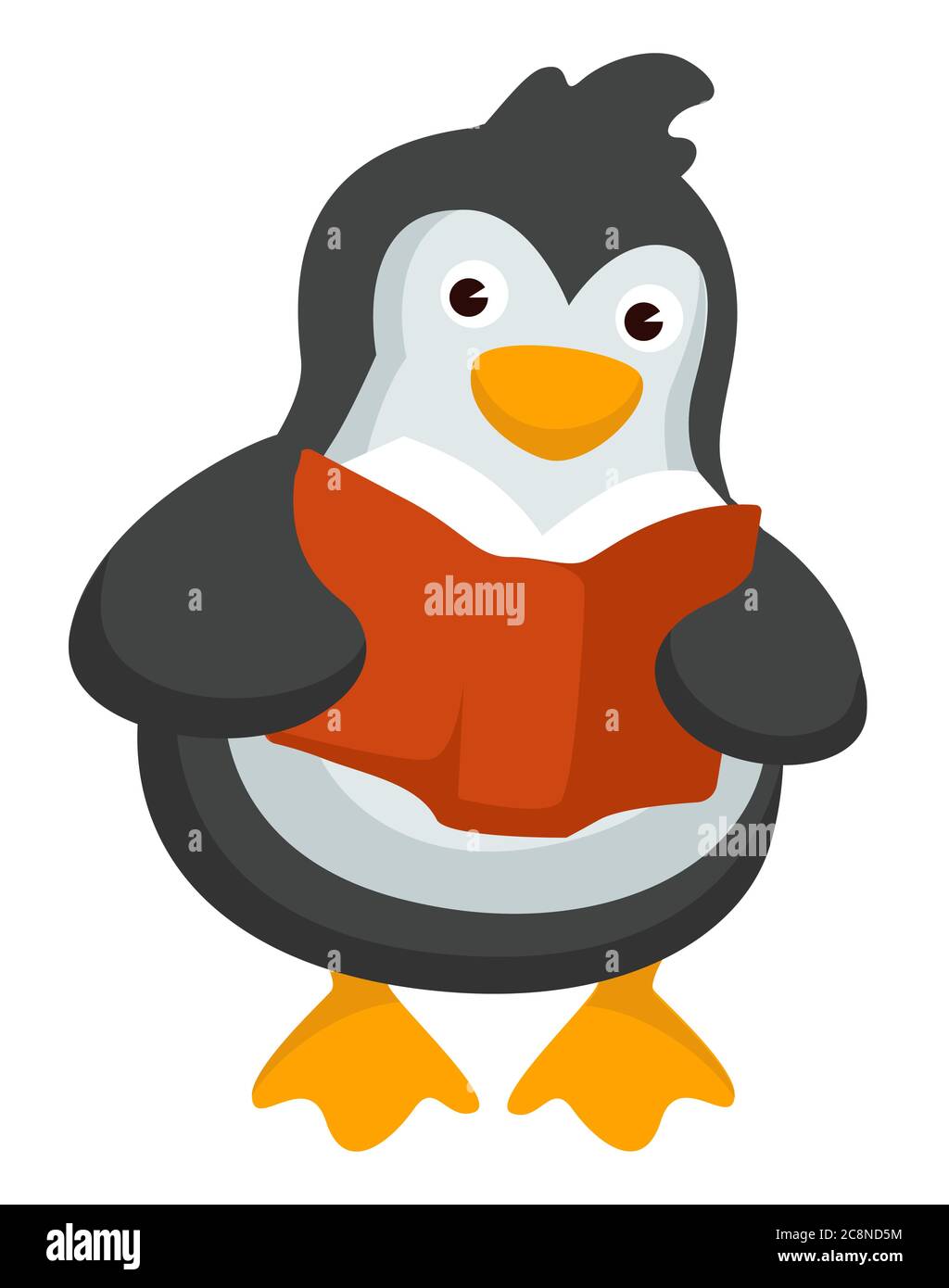 Penguin reading textbook, studying animal with book vector Stock Vector ...