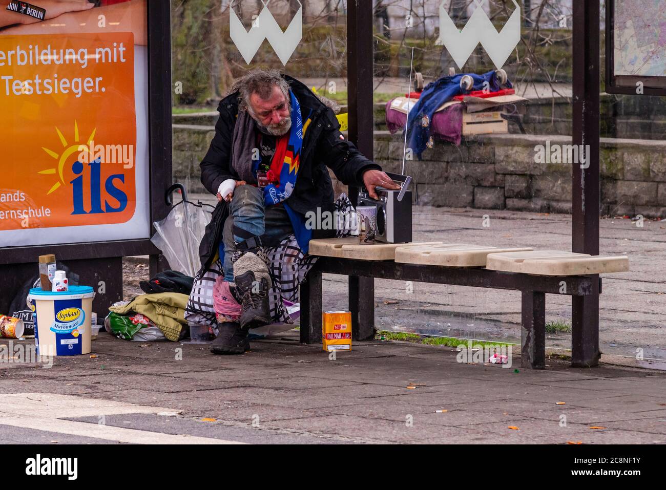 Homeless man walking in park hi-res stock photography and images - Alamy