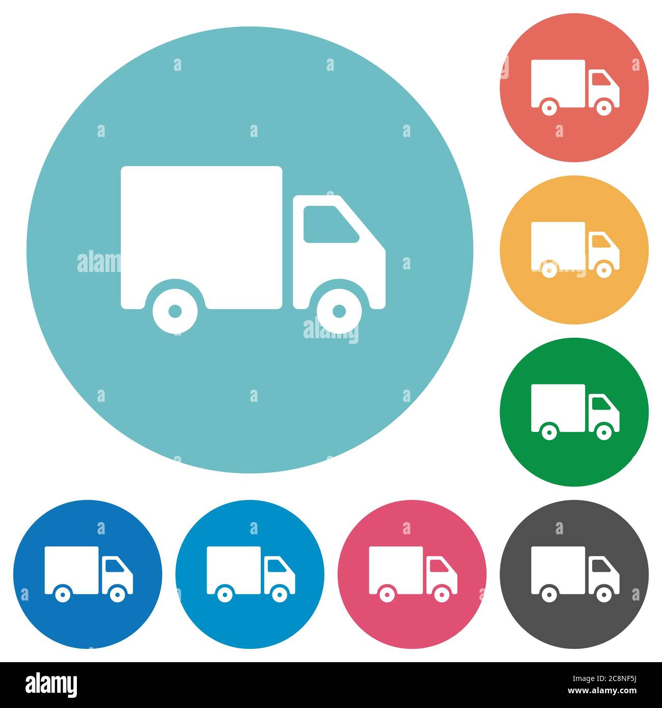 Flat delivery truck icon set on round color background Stock Vector ...