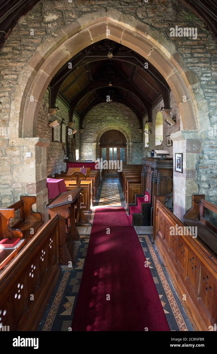 Inside the old stone church at Alsop en le Dale, Derbyshire, England ...