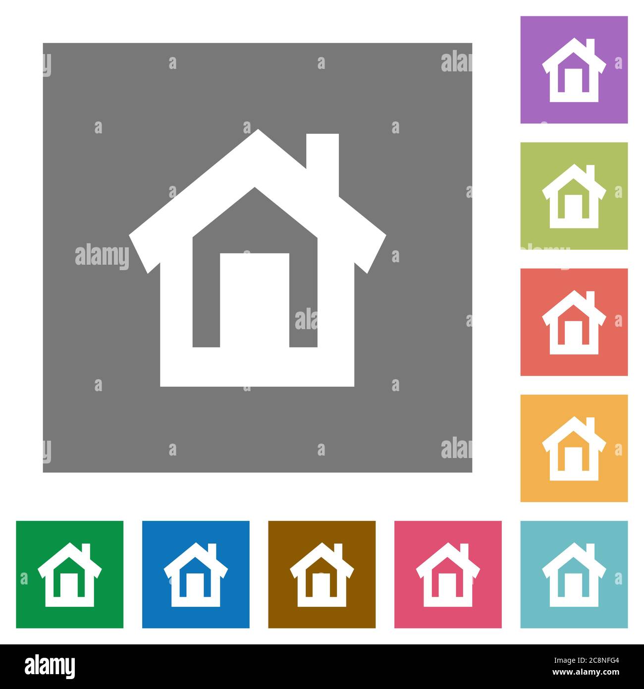 Home flat icon set on color square background Stock Vector Image & Art ...