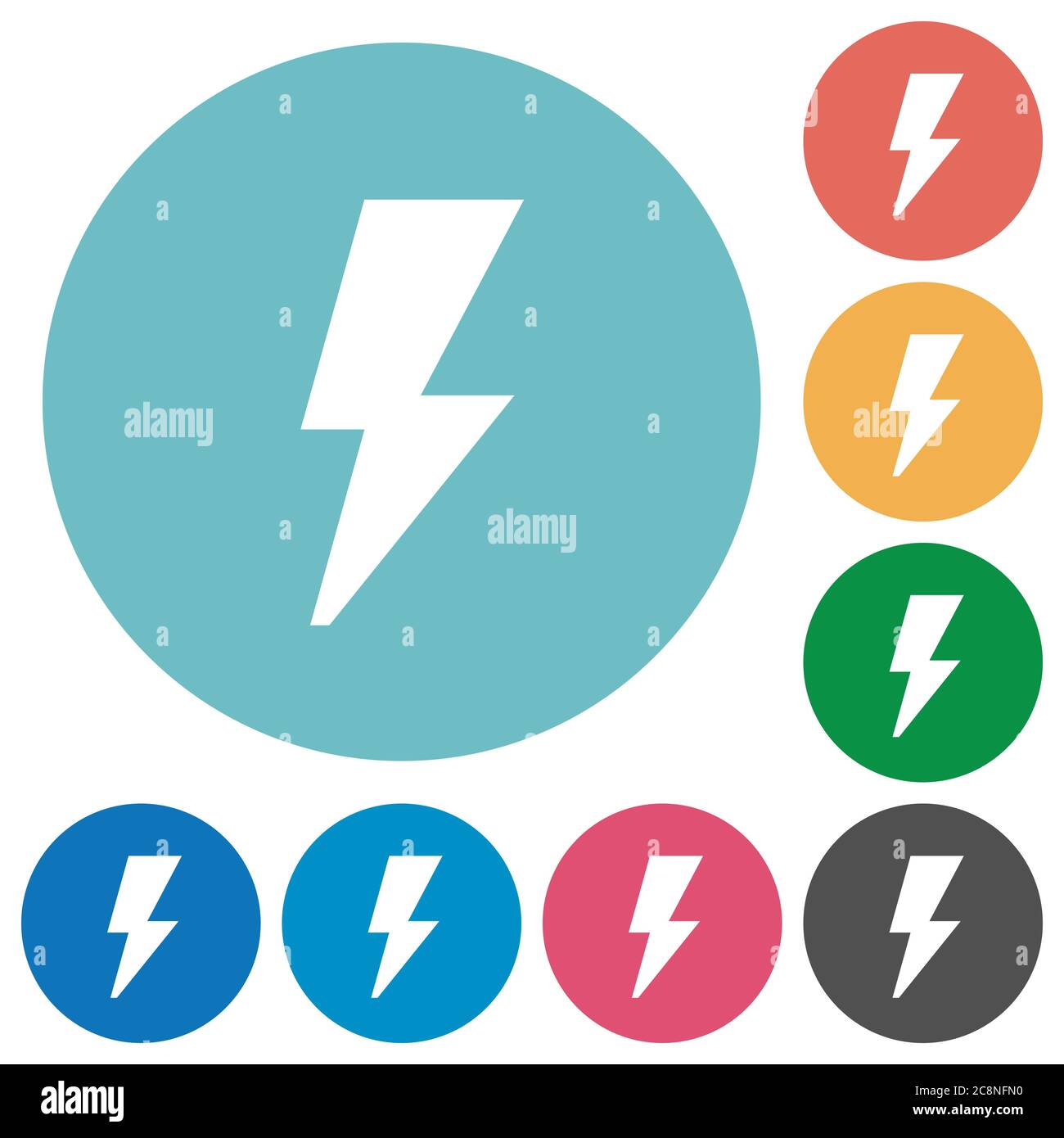 Flat flash icon set on round color background Stock Vector Image & Art ...
