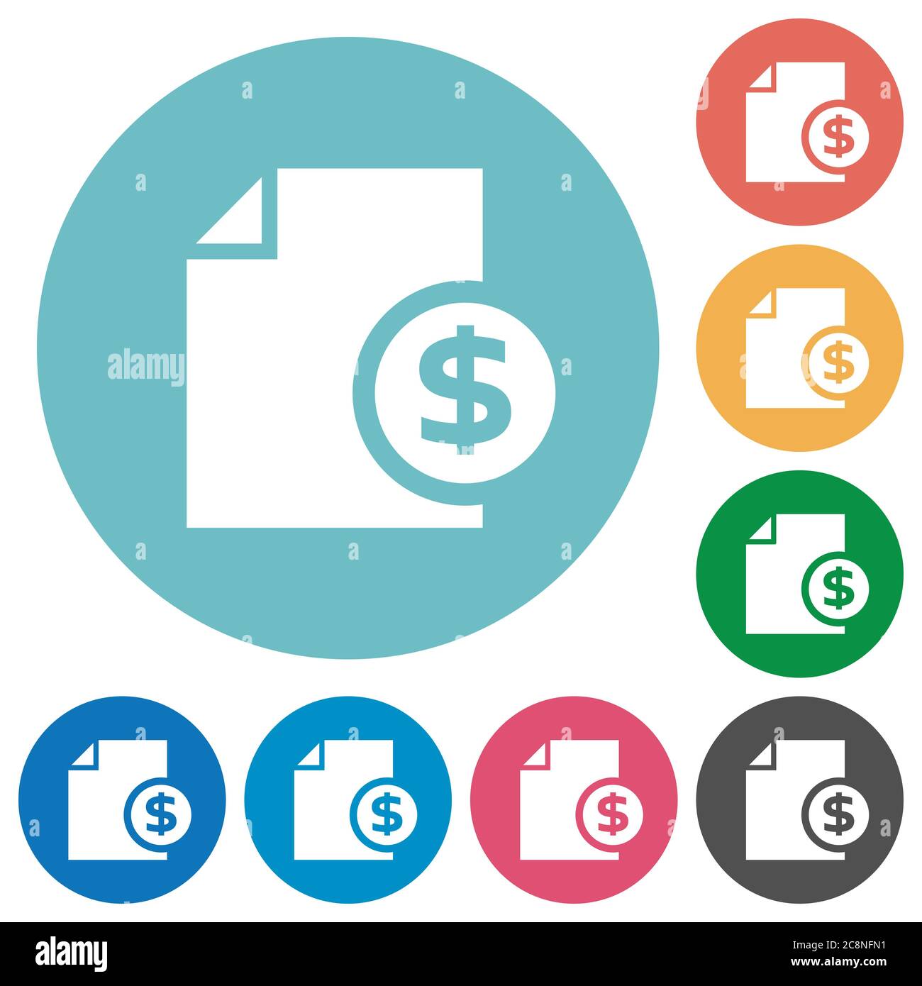 Flat money report icon set on round color background Stock Vector Image ...