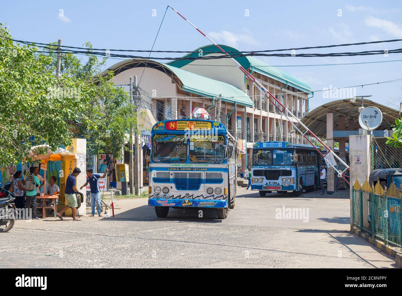 TRINCOMALI, SRI LANKA - FEBRUARY 10, 2020: Intercity bus at the exit of ...