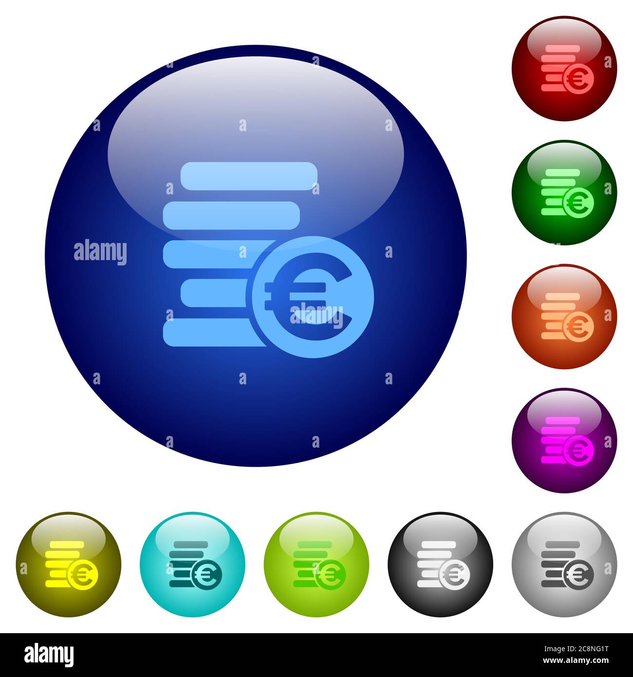 Set of color euro coins glass web buttons Stock Vector Image & Art - Alamy
