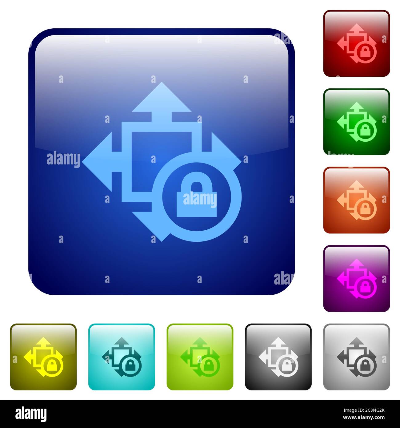 Set of size lock color glass rounded square buttons Stock Vector Image ...