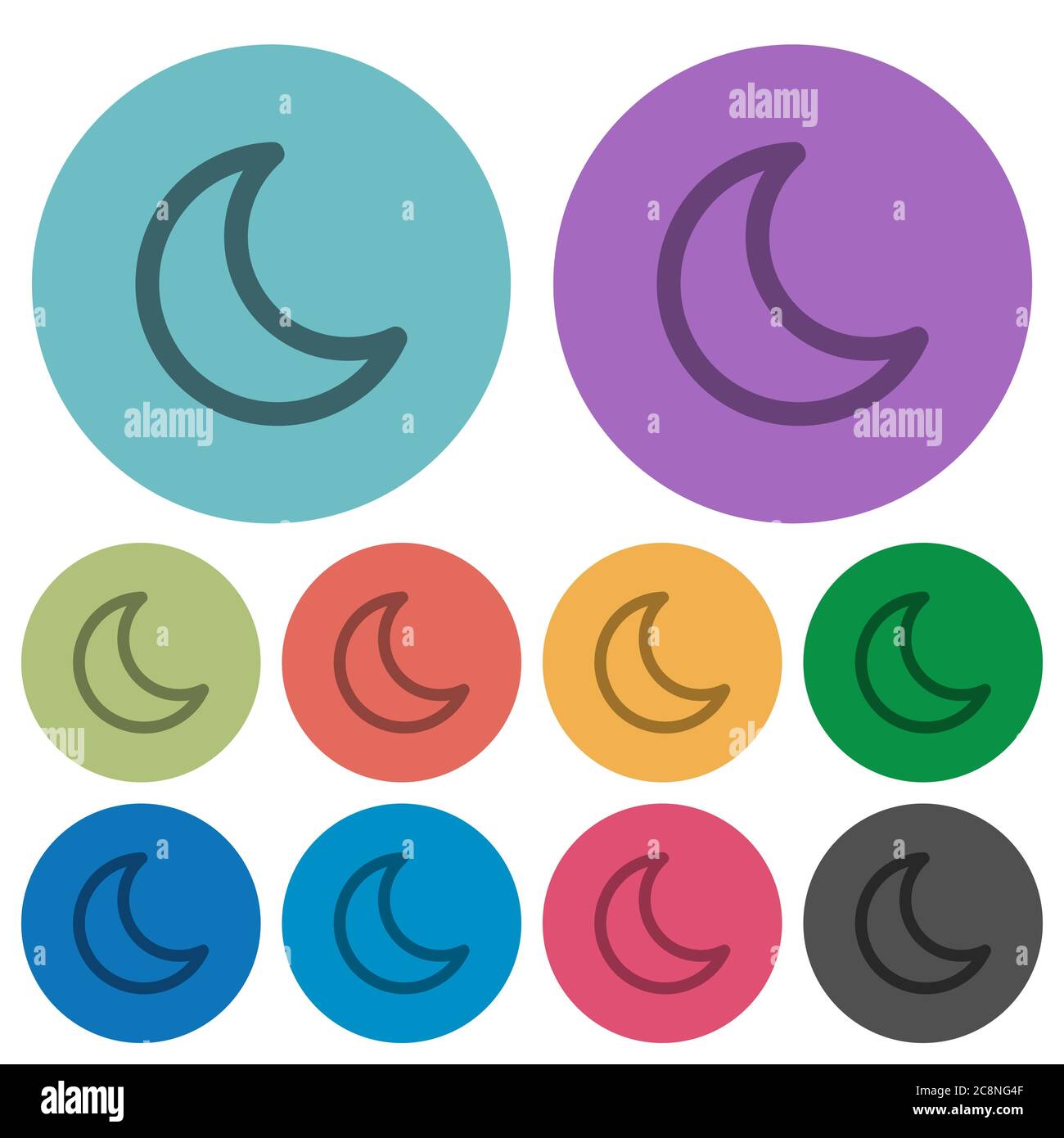 Color moon flat icon set on round background Stock Vector Image & Art ...