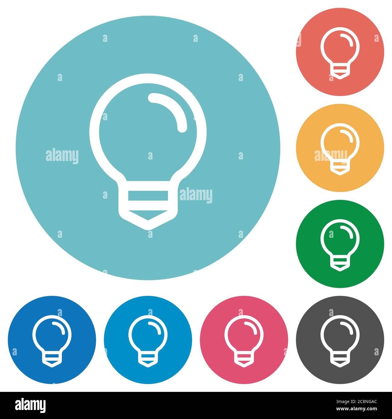 Flat light bulb icon set on round color background Stock Vector Image ...