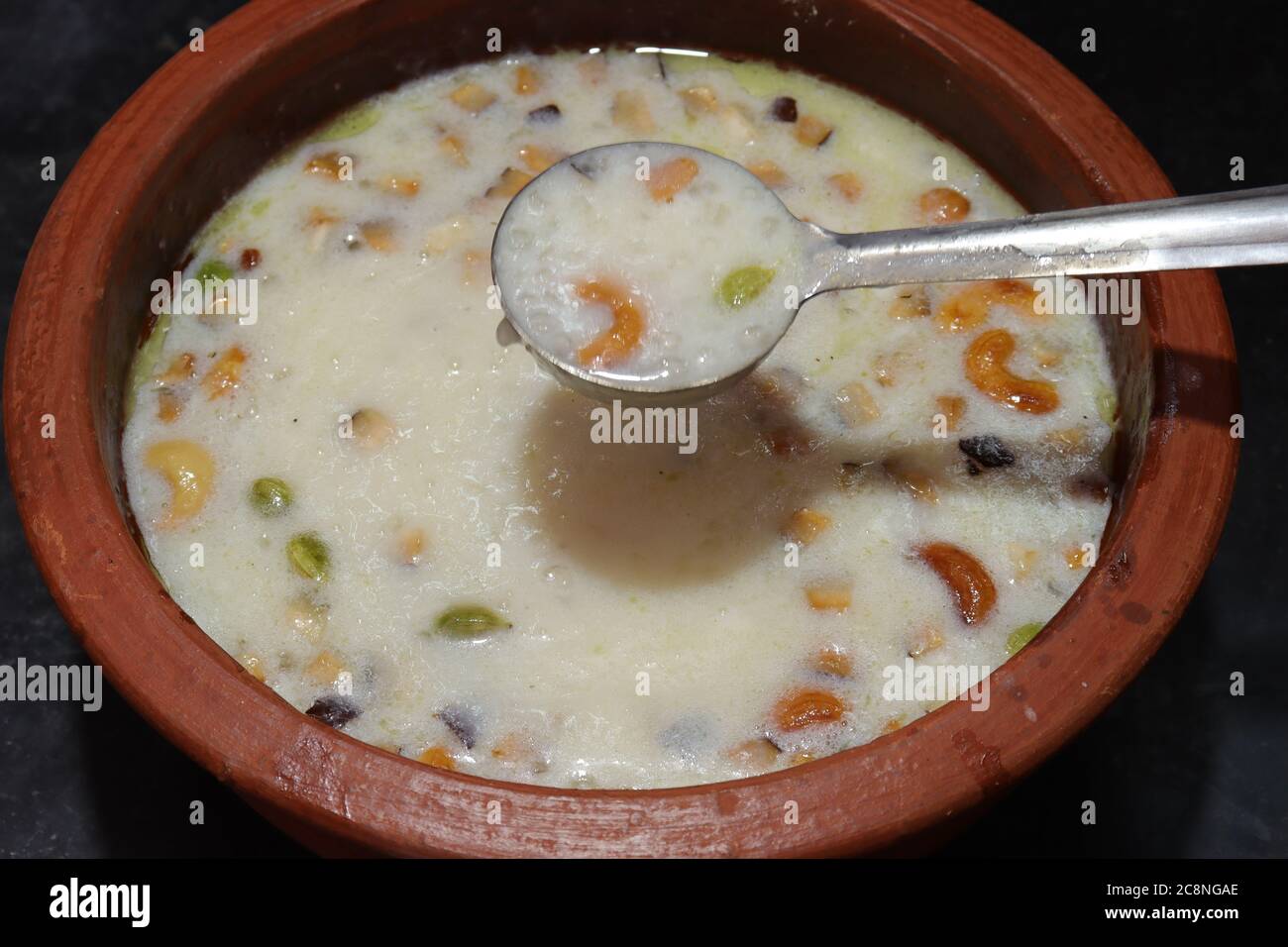 Sago Kheer or Sabudana Khir is a sweet food with clay pot from India ...
