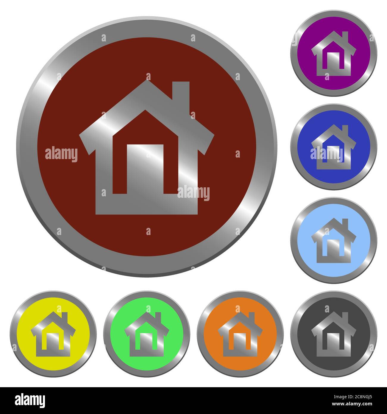 Set of color glossy coin-like home buttons Stock Vector Image & Art - Alamy