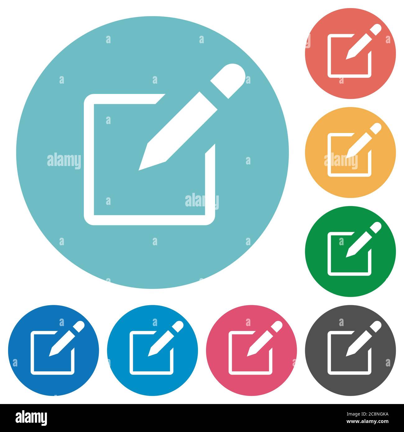 Flat editbox icon set on round color background Stock Vector Image ...