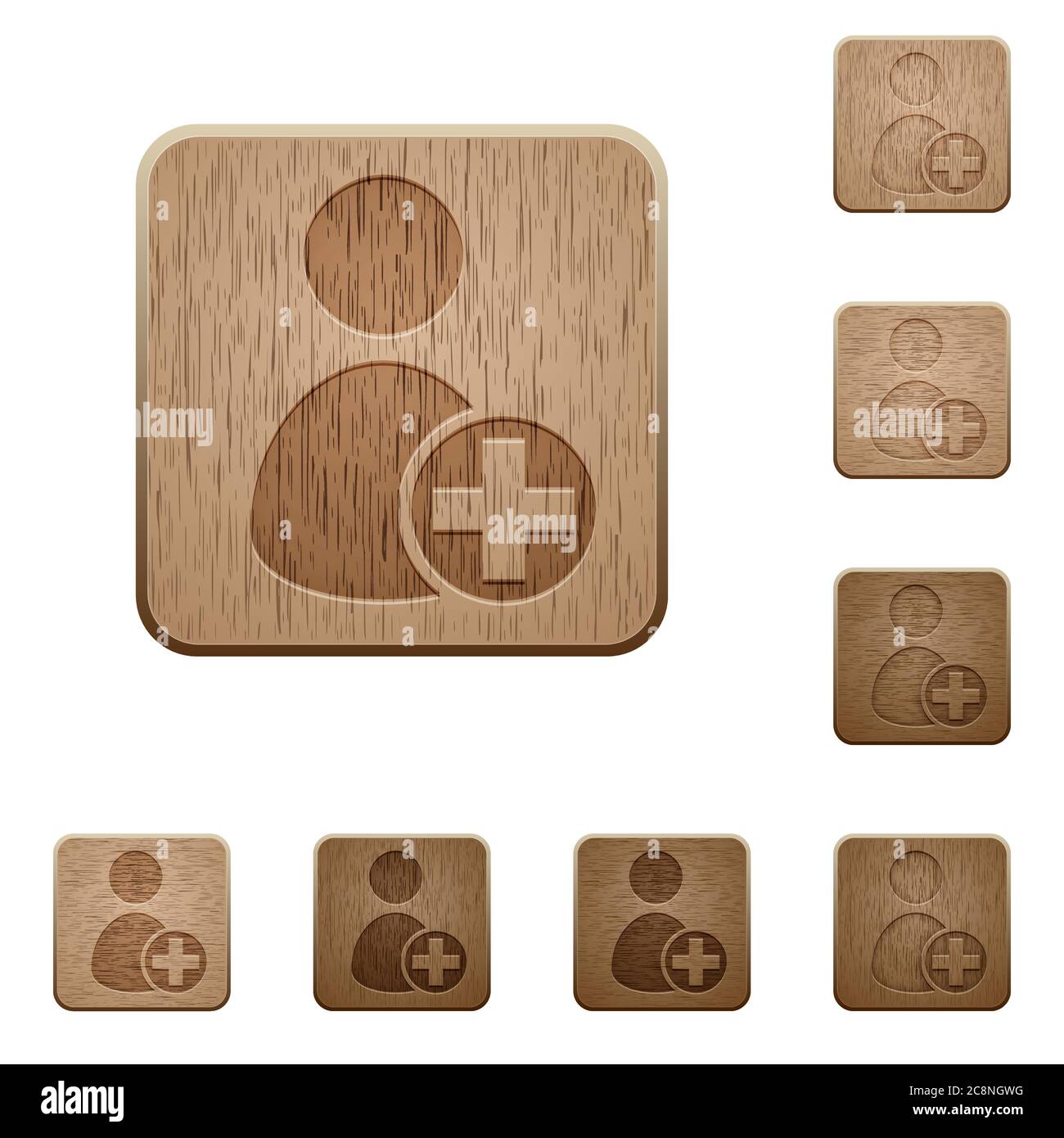 Set of carved wooden Add new user buttons in 8 variations Stock Vector ...