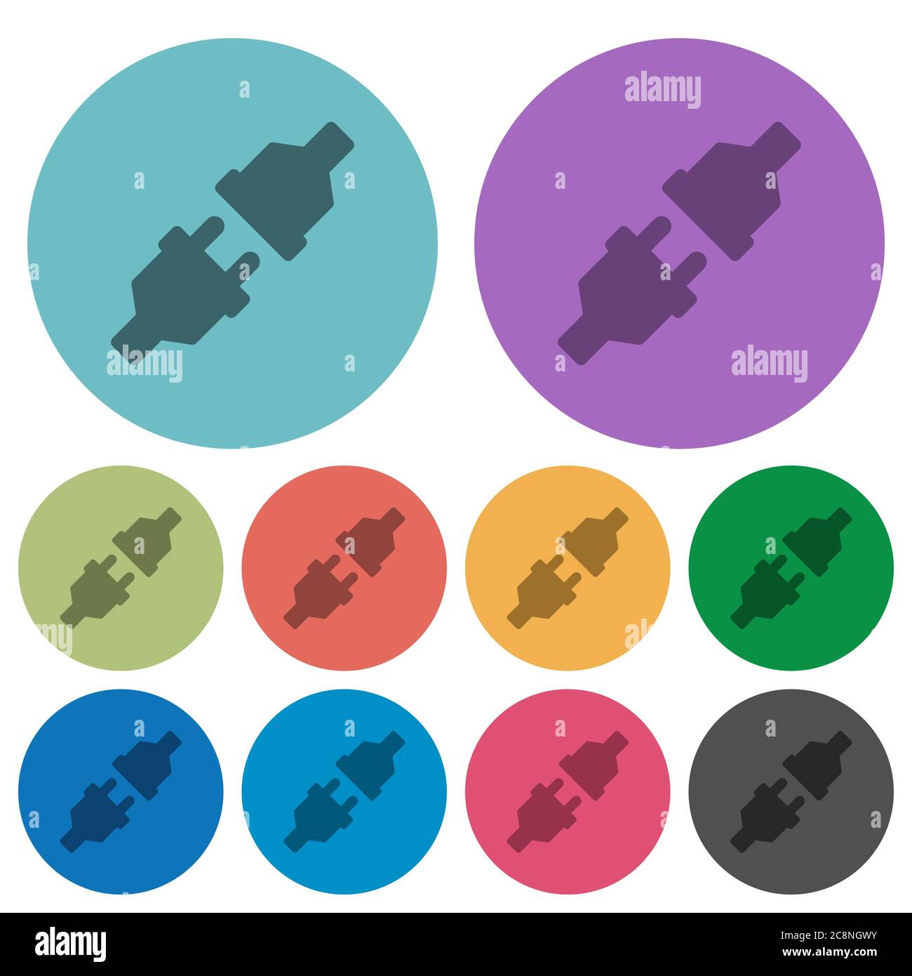 Color power connectors flat icon set on round background Stock Vector ...