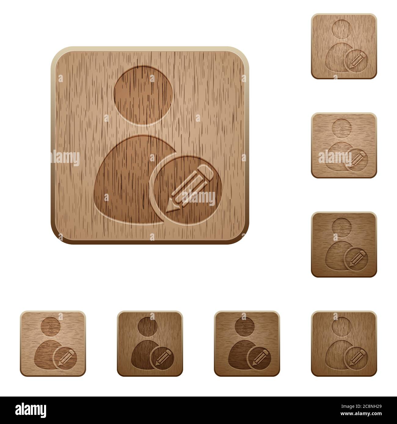 Set of carved wooden Edit user profile buttons in 8 variations Stock ...
