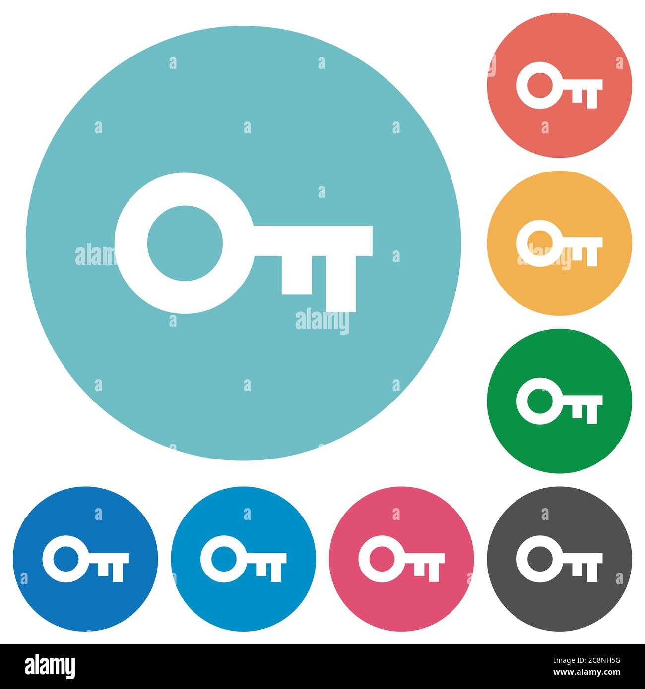 Flat retro key icon set on round color background Stock Vector Image ...