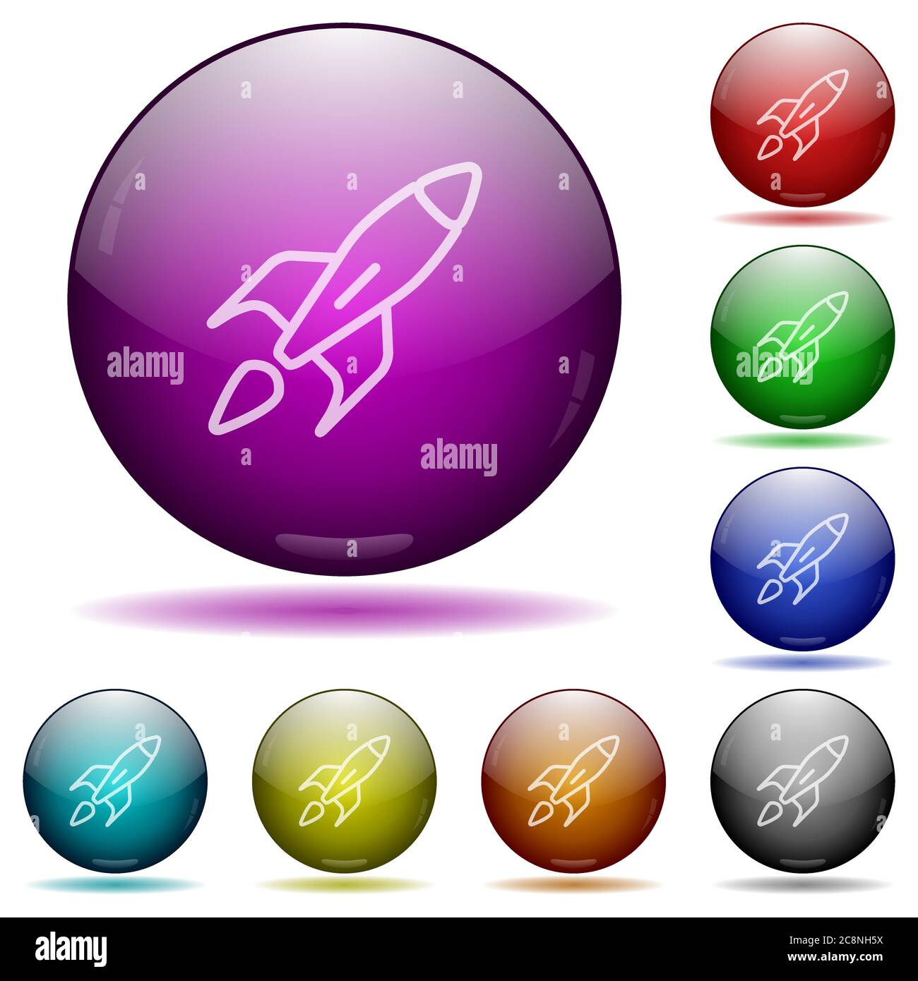 Set of color rocket glass sphere buttons with shadows Stock Vector Image & Art - Alamy