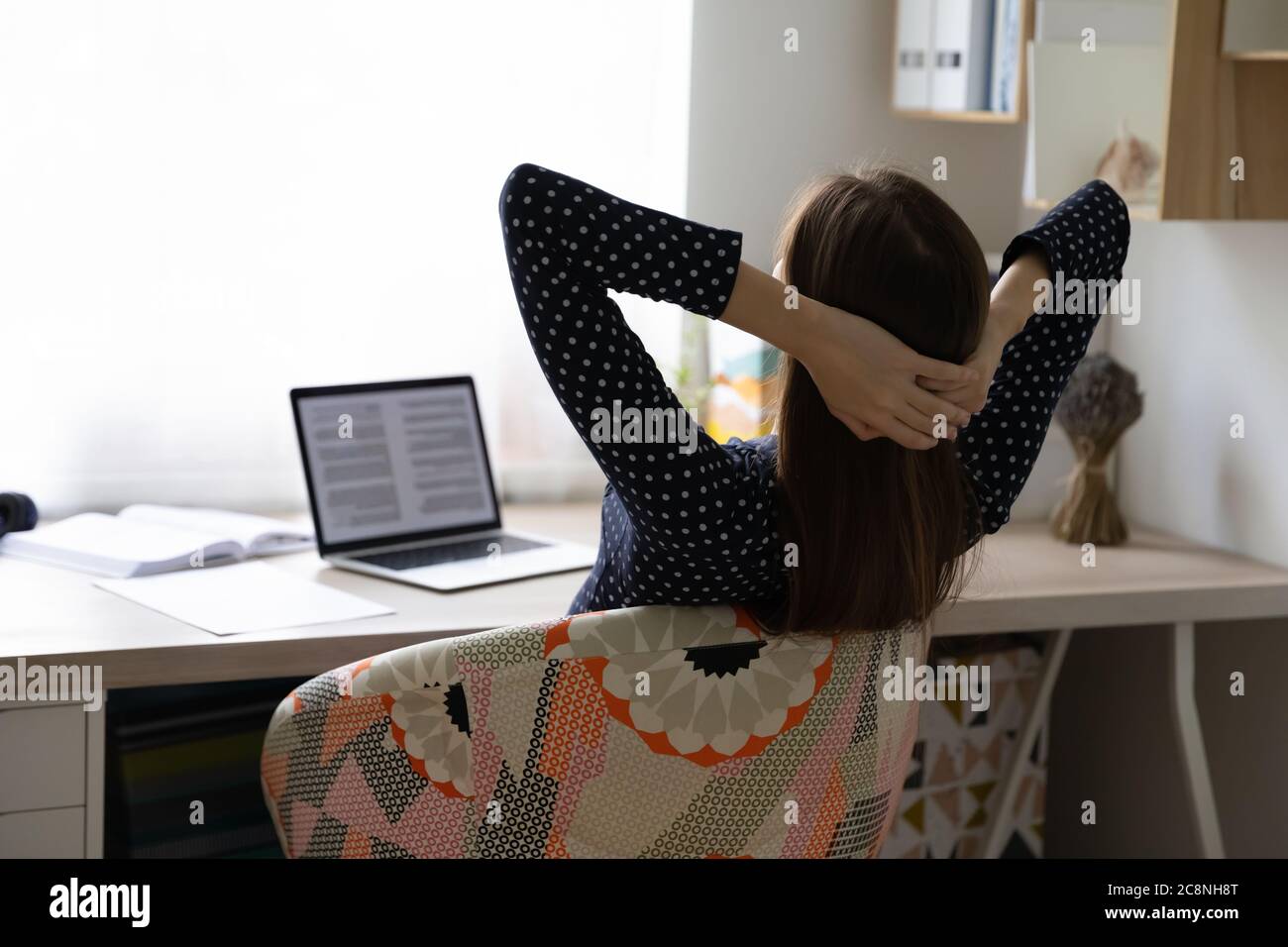 Woman computer back view hi-res stock photography and images - Alamy