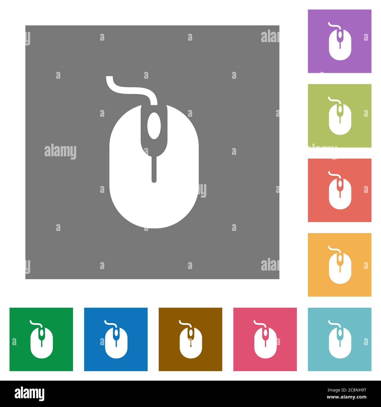 Computer mouse flat icon set on color square background Stock Vector ...