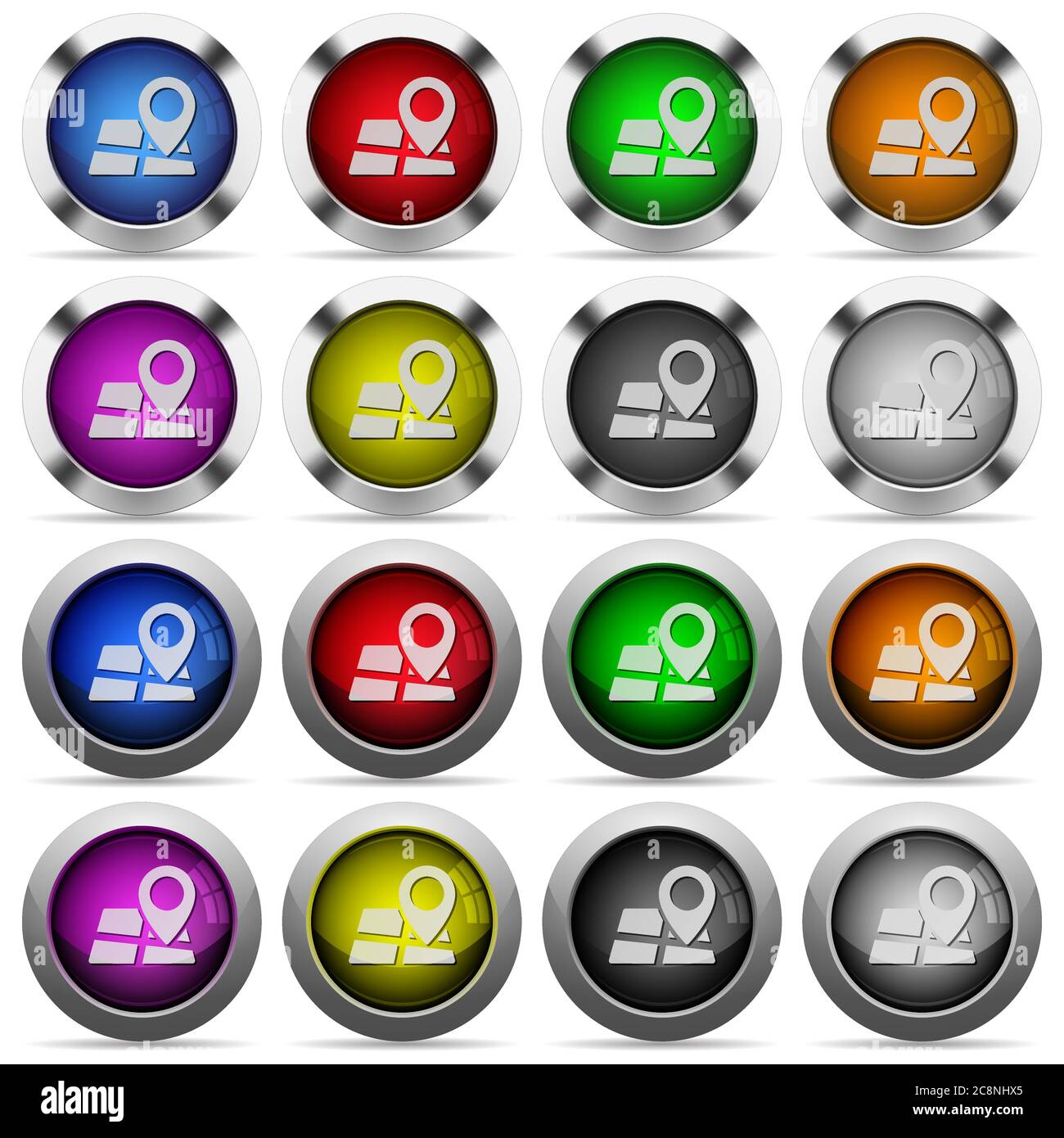 Set of map location glossy web buttons. Arranged layer structure Stock ...