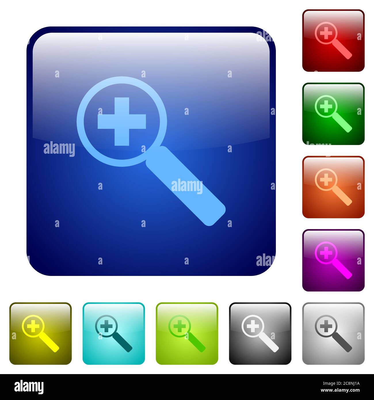 Set of zoom in color glass rounded square buttons Stock Vector Image & Art - Alamy
