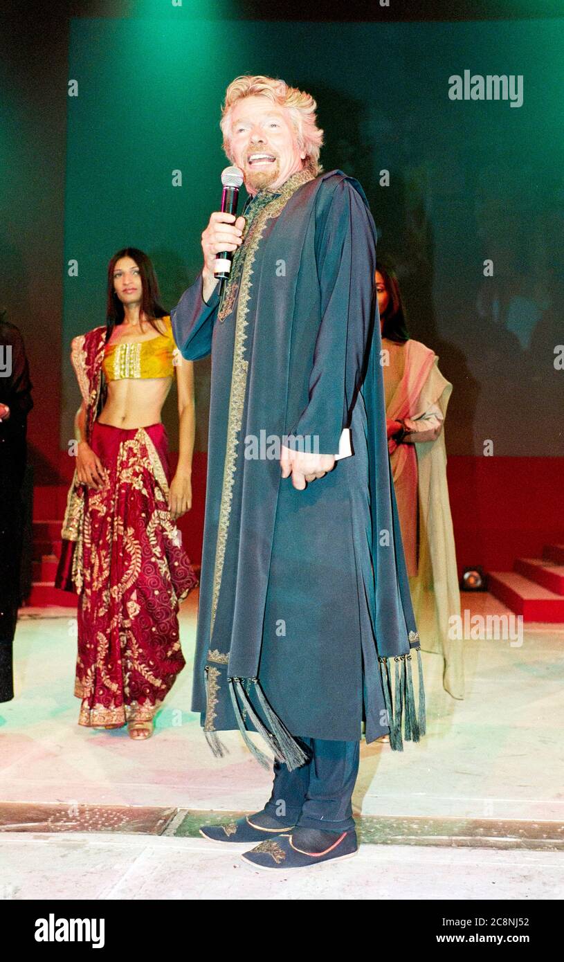 Virgin Atlantic airlines boss Sir Richard Branson celebrating the ...