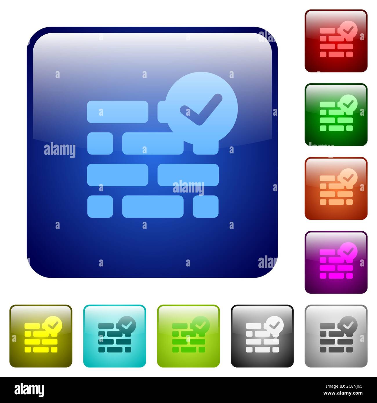 Set of active firewall color glass rounded square buttons Stock Vector ...